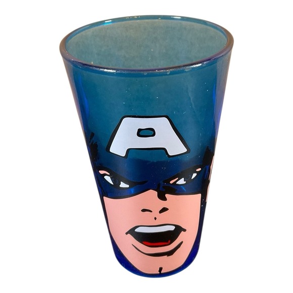 Marvel | Dining | Marvel Captain America 6 Oz Blue Glass 16 Oz Silver ...